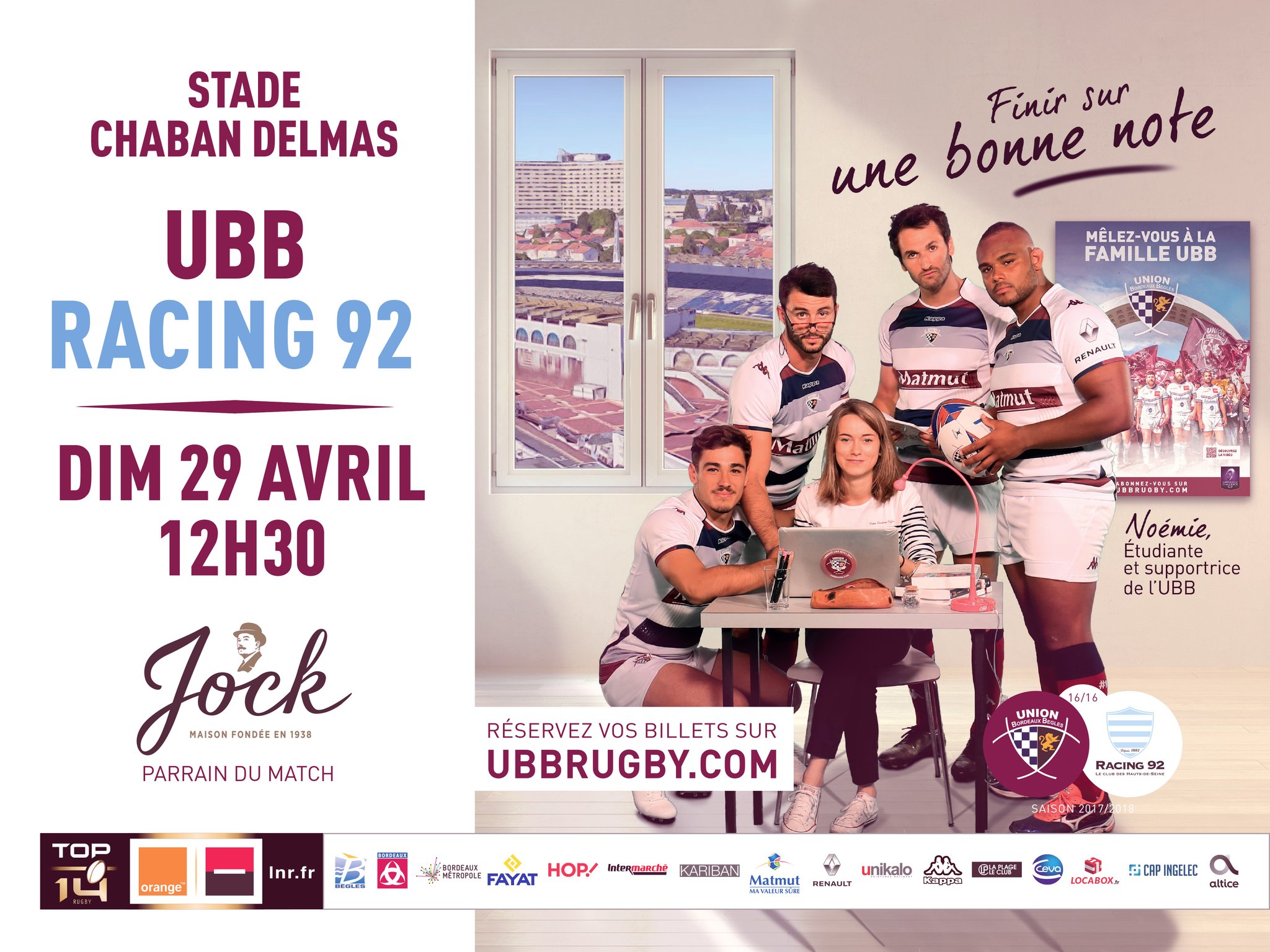 UBB - Racing 92, dernier match de la saison à Chaban ! - Actualités ...