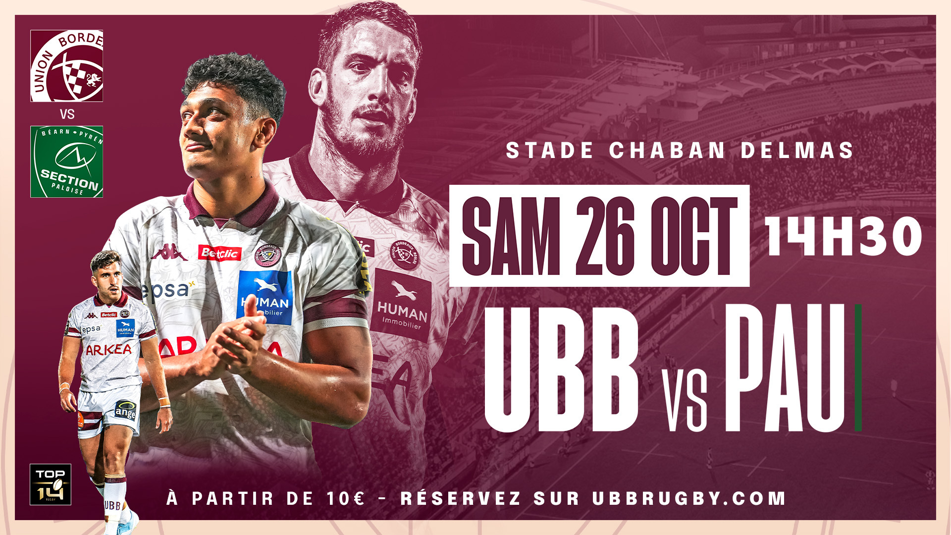 Billetterie ouverte pour UBB-PAU ! - Actualités - Union Bordeaux Bègles ...