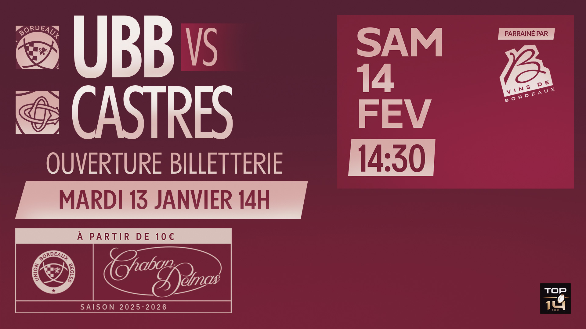 Ouverture billetterie ce mardi à 14h00 pour UBB-CO ! - Actualités ...