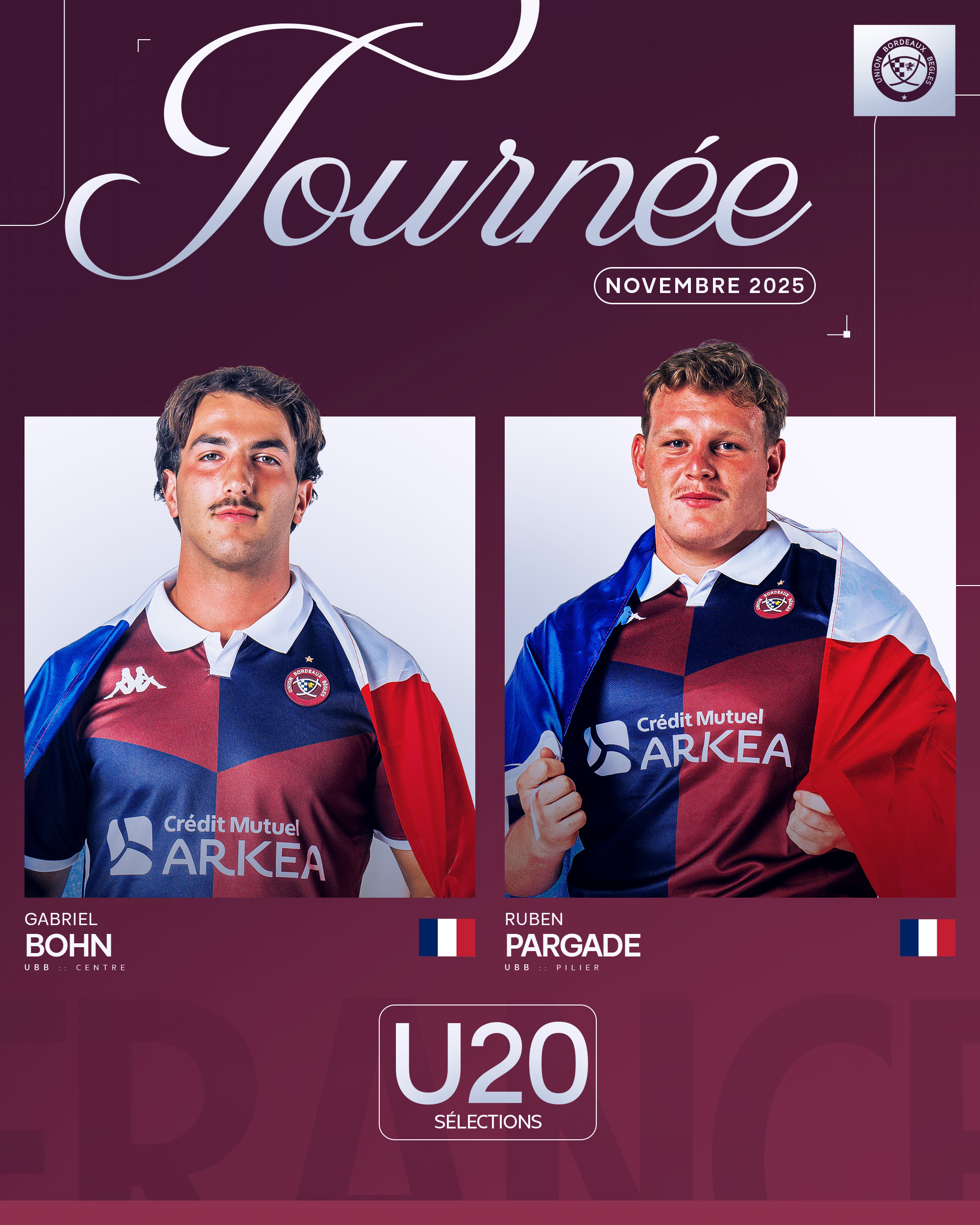 France U20 : Gabriel Bohn et Ruben Pargade appelés avec France U20 ...