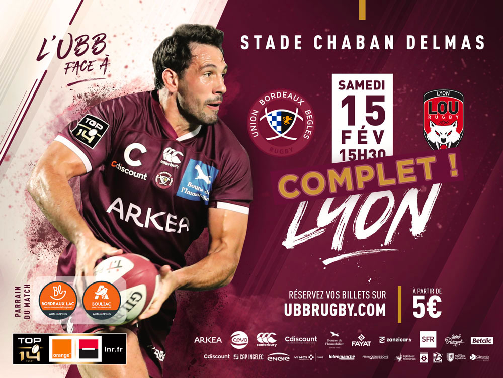 UBB - Lyon : c'est complet ! - Actualités - Union Bordeaux Bègles (UBB ...